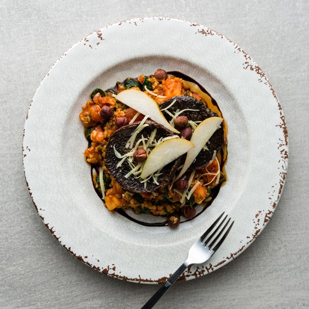 Roast Horopito Mushrooms with Freekeh, Hazelnuts and Pear - My Food Bag