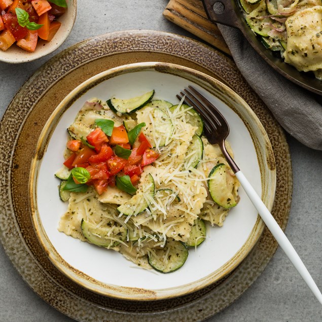 Spinach & Ricotta Pansotti with Basil Pesto & Tomato Salad - My Food Bag