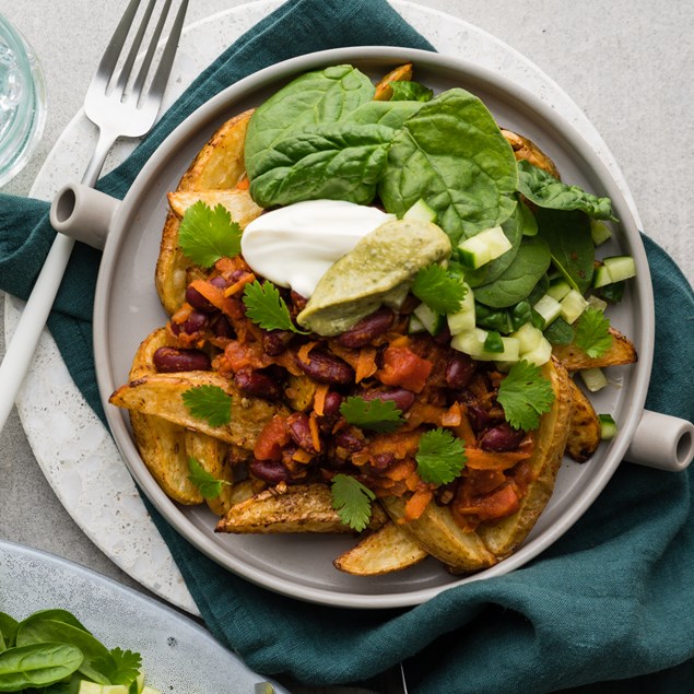 Loaded Mexican Wedges with Chilli Beans & Avocado Almond Sauce - My ...