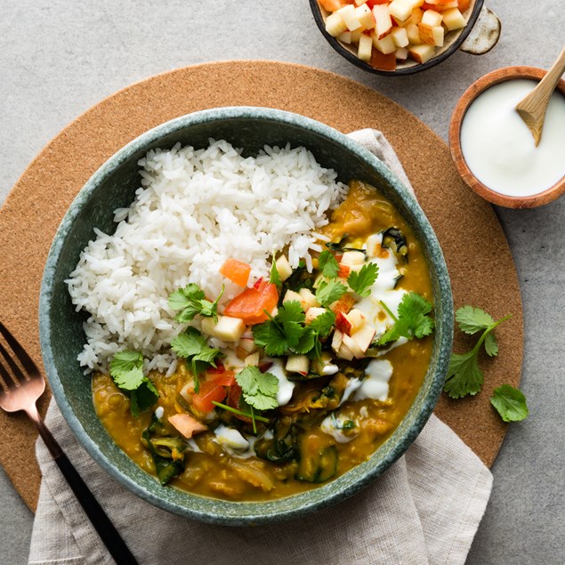 Red Lentil Dhal with Rice and Apple Salsa - My Food Bag