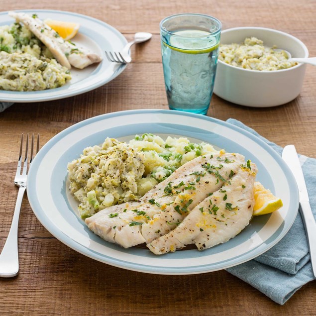 Lemon Grilled Fish with Creamed Broccoli and Pea and Potato Crush - My ...