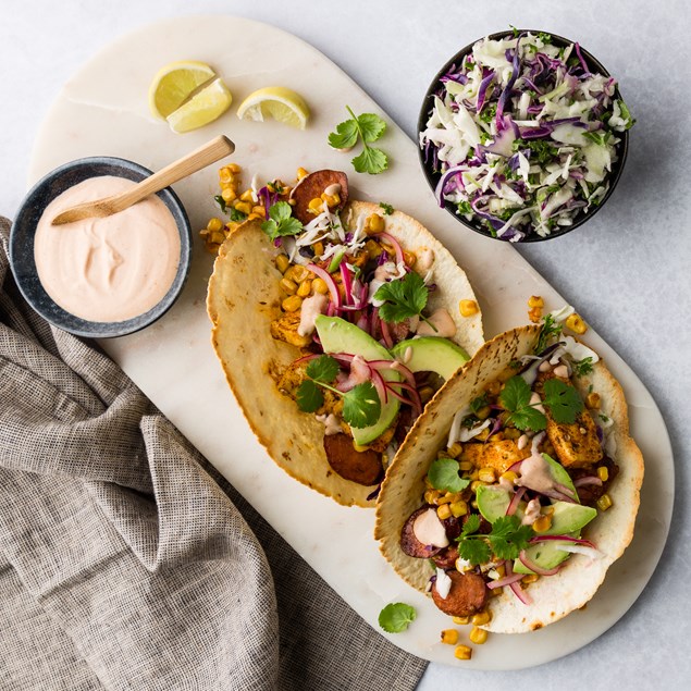 Smokin’ Haloumi & Chorizo Tacos with Avocado & Chipotle Yoghurt - My ...