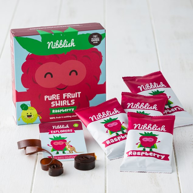 Nibblish Raspberry Pure Fruit Swirls, 5 Pack - My Food Bag