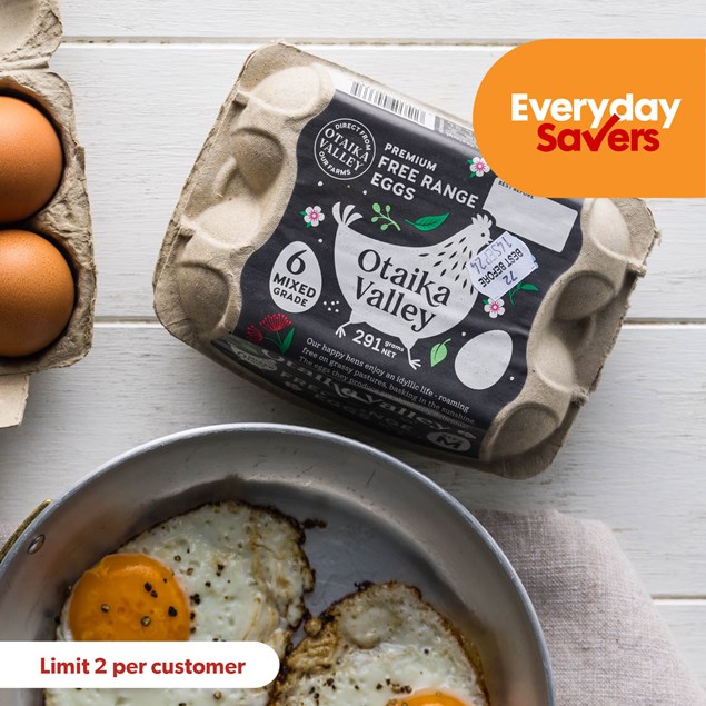 Otaika Valley Eggs Free Range Mixed Grade, 6 Pack - My Food Bag