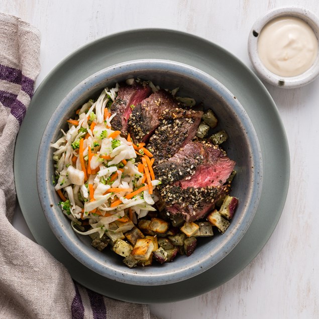 Japanese Beef Steaks with Nori Salted Potatoes & Miso Aioli - My Food Bag