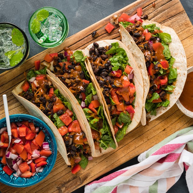 Mexi Black Bean Tacos with Tomato Salsa & Chipotle Crema - My Food Bag