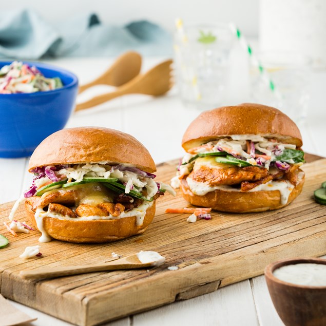 15-Minute Cheesy Chicken Burgers with Slaw & Picklenaise - My Food Bag