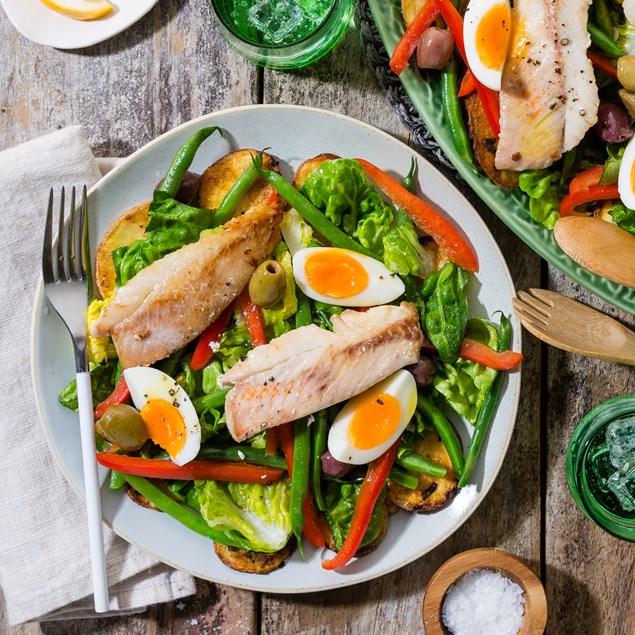 Seared Market Fish with Lemon Pepper Spring Nicoise Salad - My Food Bag