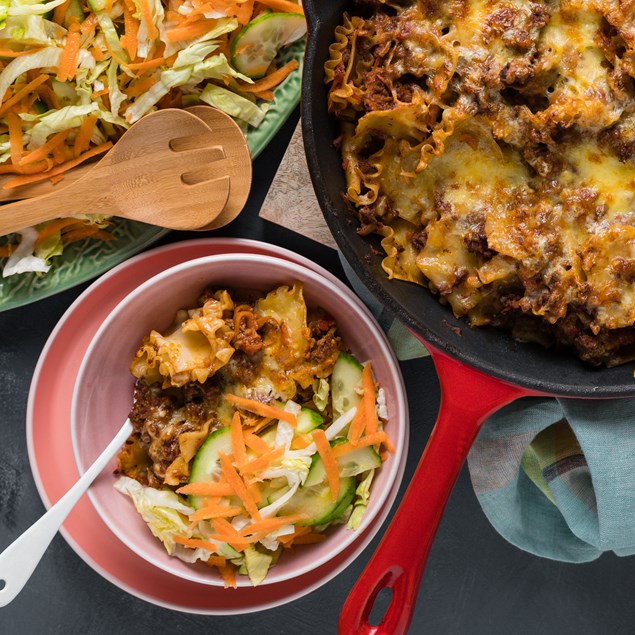 Cheats Beef & Venison Lasagne with Spring Cucumber Salad - My Food Bag