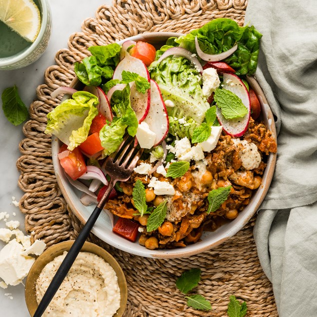 Beef & Chickpea Plates with Feta, Salad & Hummus - My Food Bag