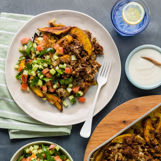 Middle Eastern Beef Loaded Wedges with Yoghurt & Cucumber Salsa - My ...