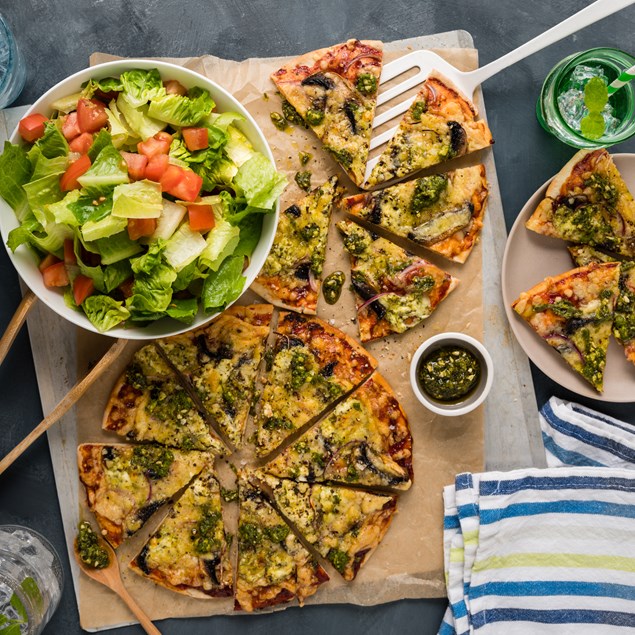 Pesto Cream Cheese & Mushroom Pizzas - My Food Bag