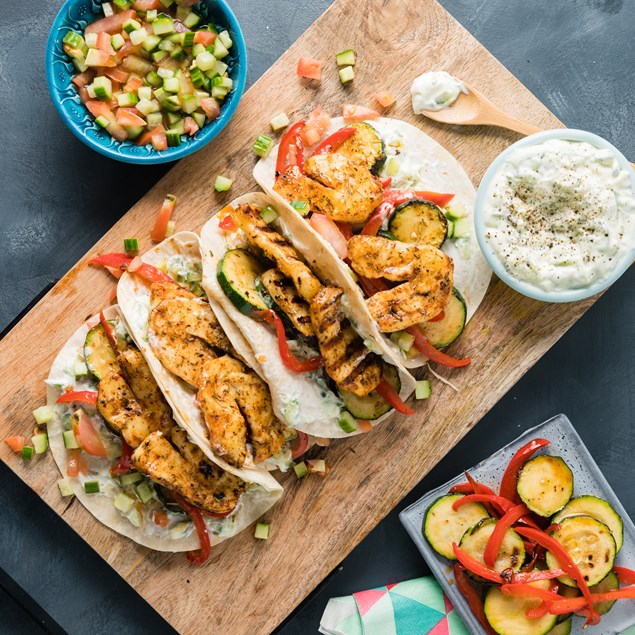 Greek Grilled Haloumi Tacos with Homemade Tzatziki - My Food Bag