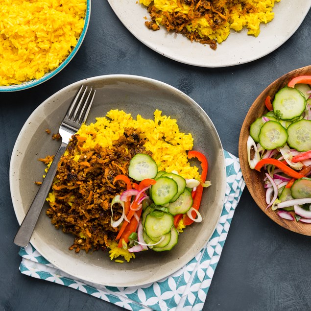 Crispy Mexi Falafel with Yellow Rice & Pickled Veggies - My Food Bag