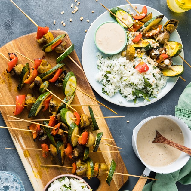 Veggie Satay Skewers with Peanut Sauce & Jasmine Rice - My Food Bag