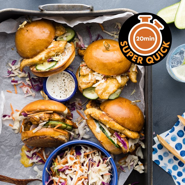 20-Minute Cheesy Chicken Burgers with Slaw & Picklenaise - My Food Bag