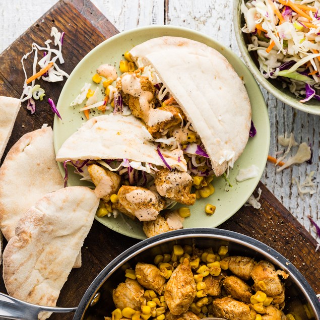 20-Minute Peri Peri Chicken Pitas with Slaw & Peri Peri Mayo - My Food Bag