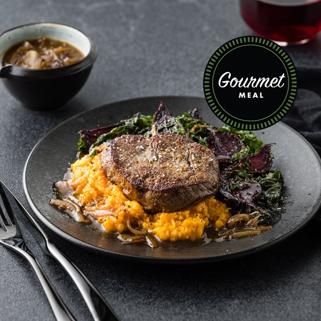 Gourmet Beef Eye Fillet with Black Salt, Rosemary Roasted Vegetables ...