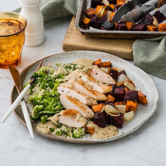 Chive & Mustard Chicken with Roasted Vegetables & Bulgur - My Food Bag