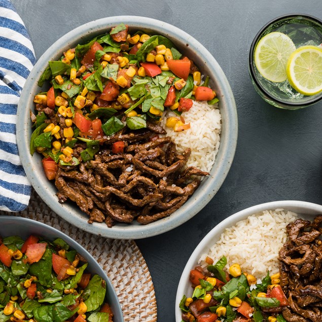 Southern Beef & Rice Bowls with Corn Salsa & Sour Cream - My Food Bag