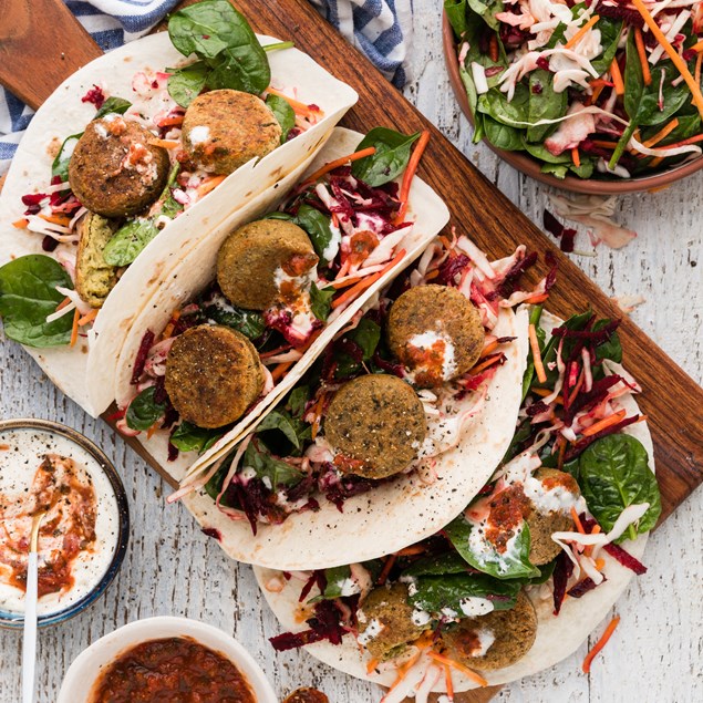 20-Minute Crispy Falafel Tacos Salsa Roja & Sour Cream - My Food Bag