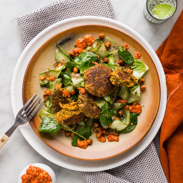 Moroccan Veggie Falafel with Roasted Chickpeas & Red Pepper Pesto - My ...