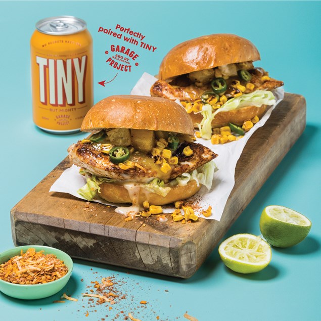 Cheesy Chilli Chicken Burger with Caramelised Pineapple Salsa - My Food Bag