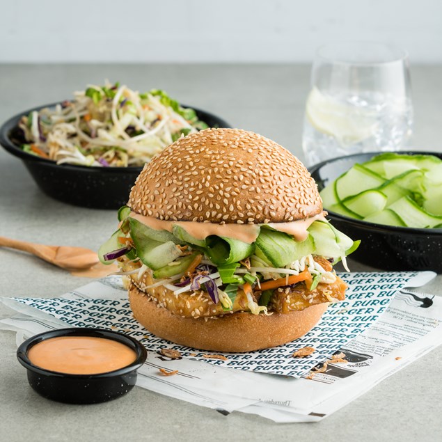 Burger Burger Teriyaki Tofu Burger with Ginger Slaw - My Food Bag