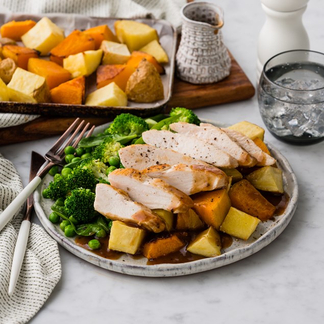 15-Minute Pan-Fried Chicken with Roasted Vegetables & Jus - My Food Bag