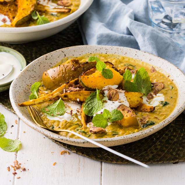 Tikka Roasted Veggie Dhal with Mint & Coconut Yoghurt - My Food Bag