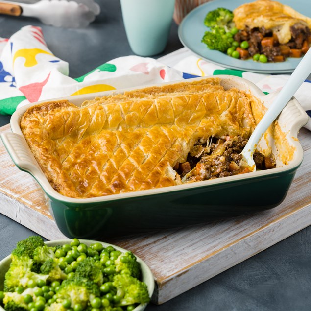 Ultimate Beef & Cheese Pie with Flaky Puff Pastry & Greens - My Food Bag