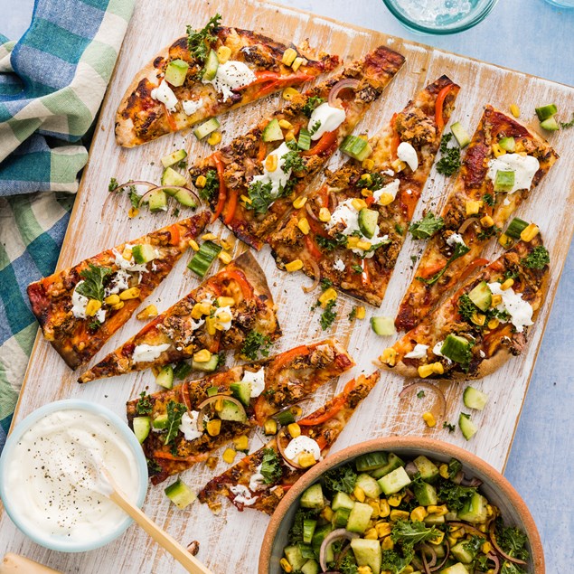 Mexican-Inspired Veggie Pizzas with Smoky Salsa & Sour Cream - My Food Bag