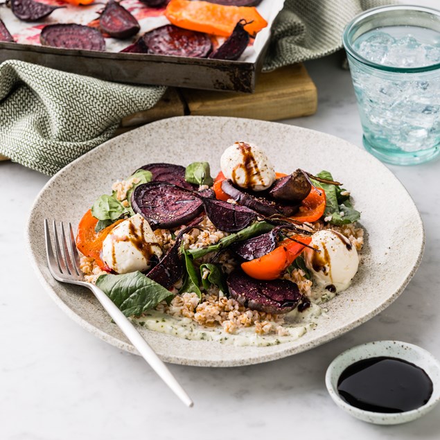 Roasted Beetroot & Mozzarella Salad with Balsamic Glaze & Farro - My ...