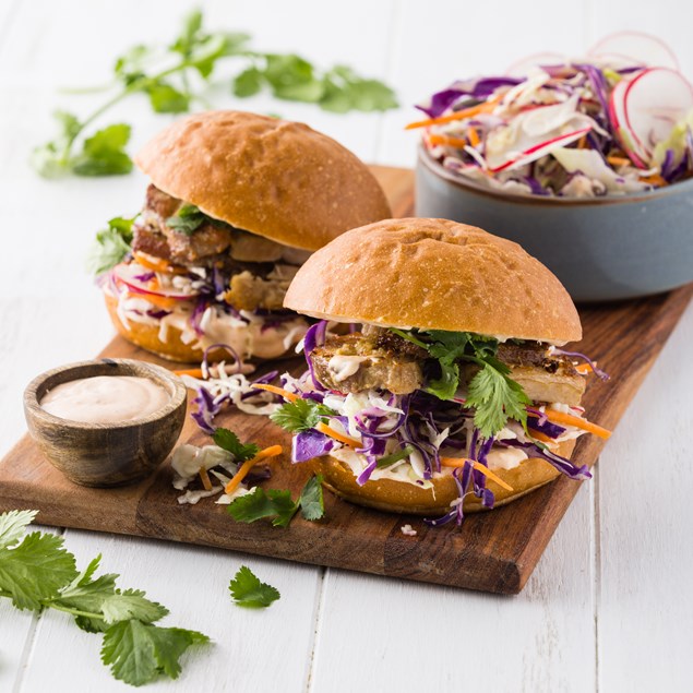 Lemongrass Curried Pork Belly Burgers with Nuoc Cham Pickled Slaw ...