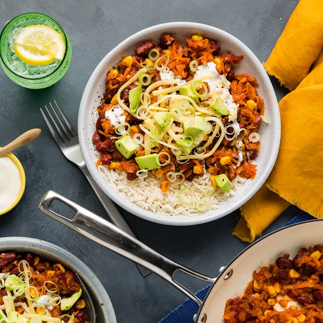 Cheesy Mexi Bean Chilli Rice Bowls with Avo & Sour Cream - My Food Bag