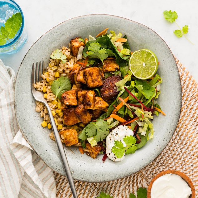 15-Minute Chipotle-Glazed Haloumi with Cumin Fried Rice & Coriander ...