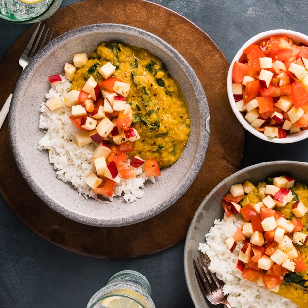 Best Ever Red Lentil Dhal with Apple Salsa & Basmati - My Food Bag