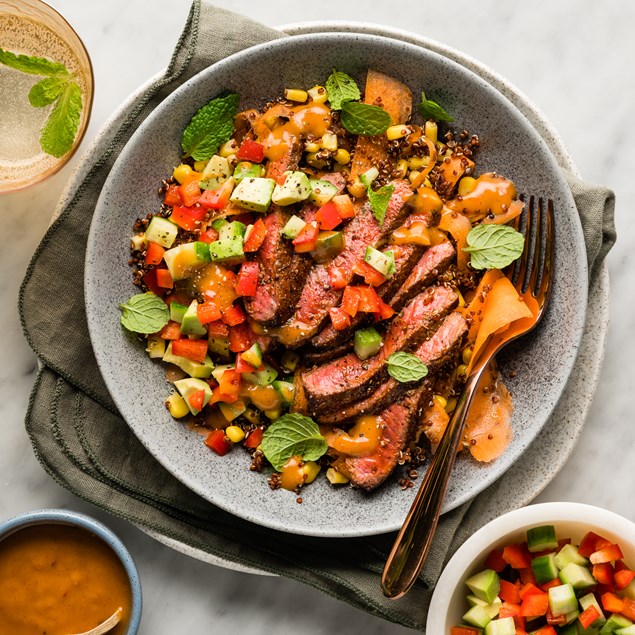 Seared Beef Steaks with Quinoa, Avocado Salsa & Mint - My Food Bag