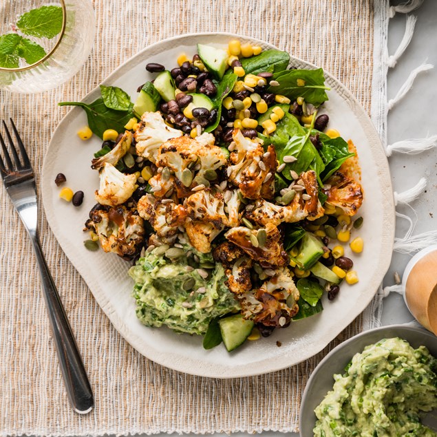 Sticky BBQ Cauliflower Salad with Super Seeds & Avocado Ranch - My Food Bag