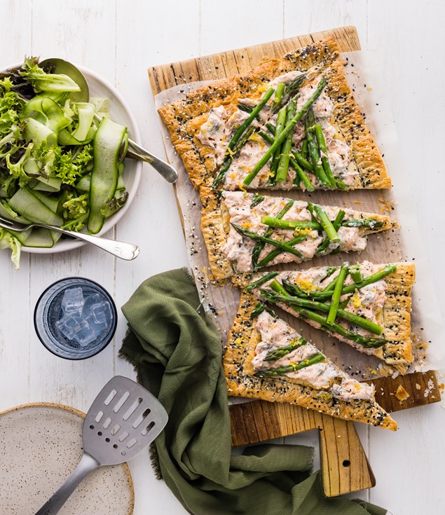 Creamy Summer Smoked Salmon Tart with Asparagus & Fresh Dill - My Food Bag