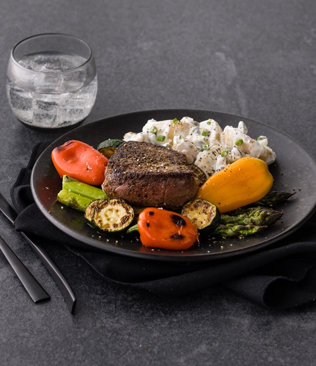 Gourmet Beef Eye Fillet with Charred Baby Capsicums & Creamy Caper ...