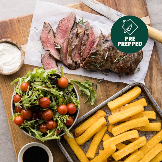 Herb-Marinated Lamb Leg with Cheat’s Polenta Fries & Mint Horopito ...