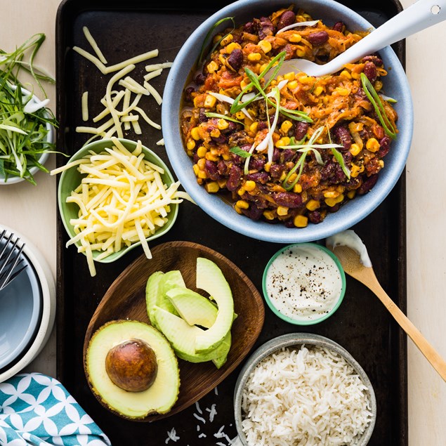 Cheesy Mexi Bean Chilli Rice Bowls with Avo & Sour Cream - My Food Bag