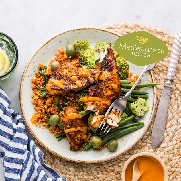 Spanish-Spiced Romesco Fish with Tomato Bulgur - My Food Bag