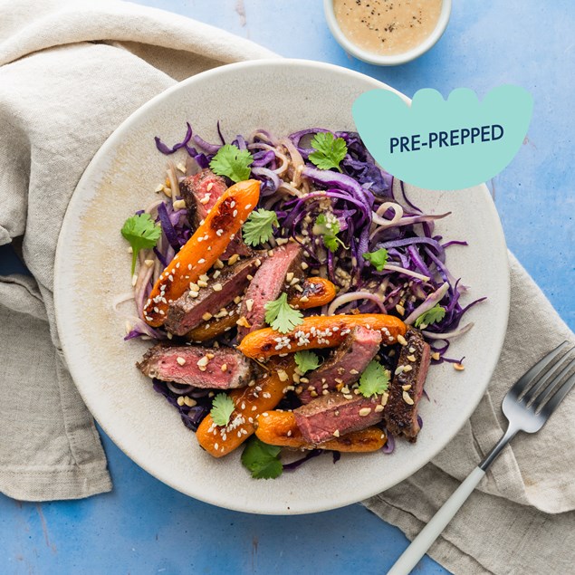 Pre-Prepped Peanut Beef Sirloin Steak with Sesame Roasted Carrots - My ...