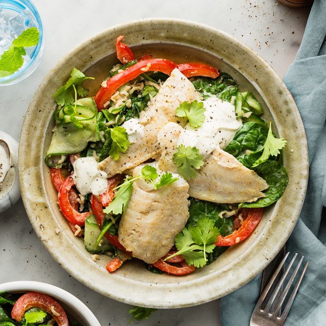 Fragrant Thai Snapper & Coconut Vinaigrette with Rice Salad & Coriander ...