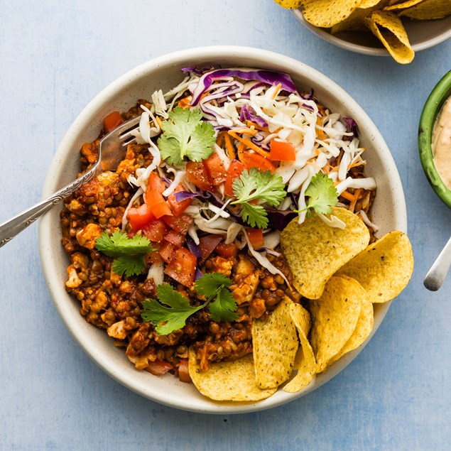 15-Minute Smoky Cauli Chilli Bowl with Corn Chips & Coriander Slaw - My ...