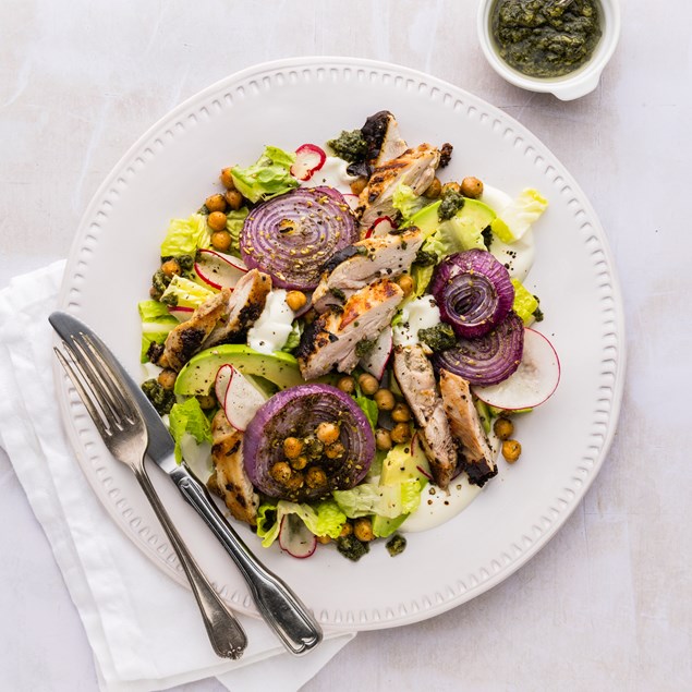 Low Carb Zhoug-Roasted Chicken Salad with Chickpeas & Yoghurt - My Food Bag