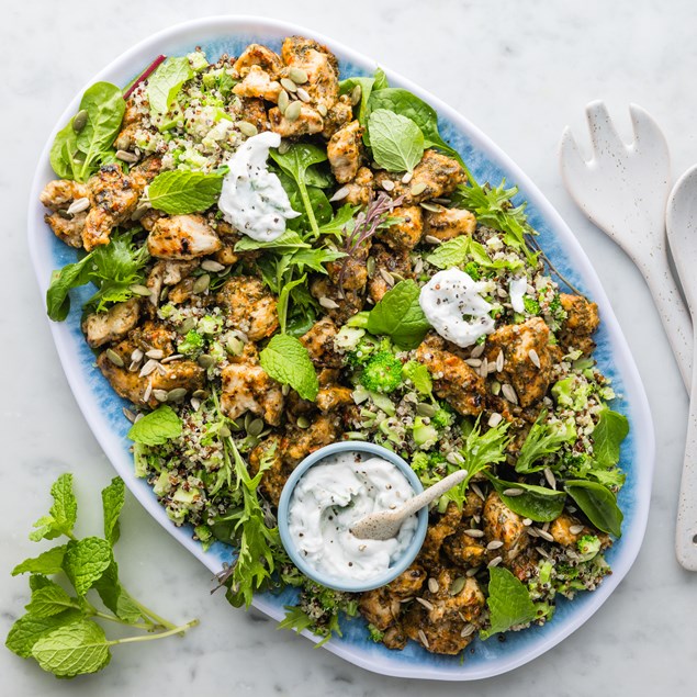 Red Chimi Chicken & Veggie-Packed Quinoa with Mint Yoghurt & Pumpkin ...