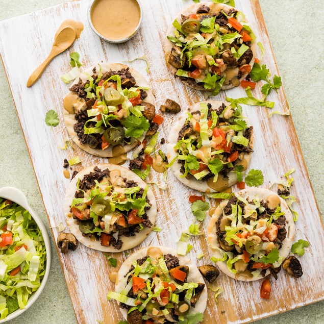 Mexican Mushroom & Smashed Black Bean Pitas with Smoked Jalapeño Crème ...